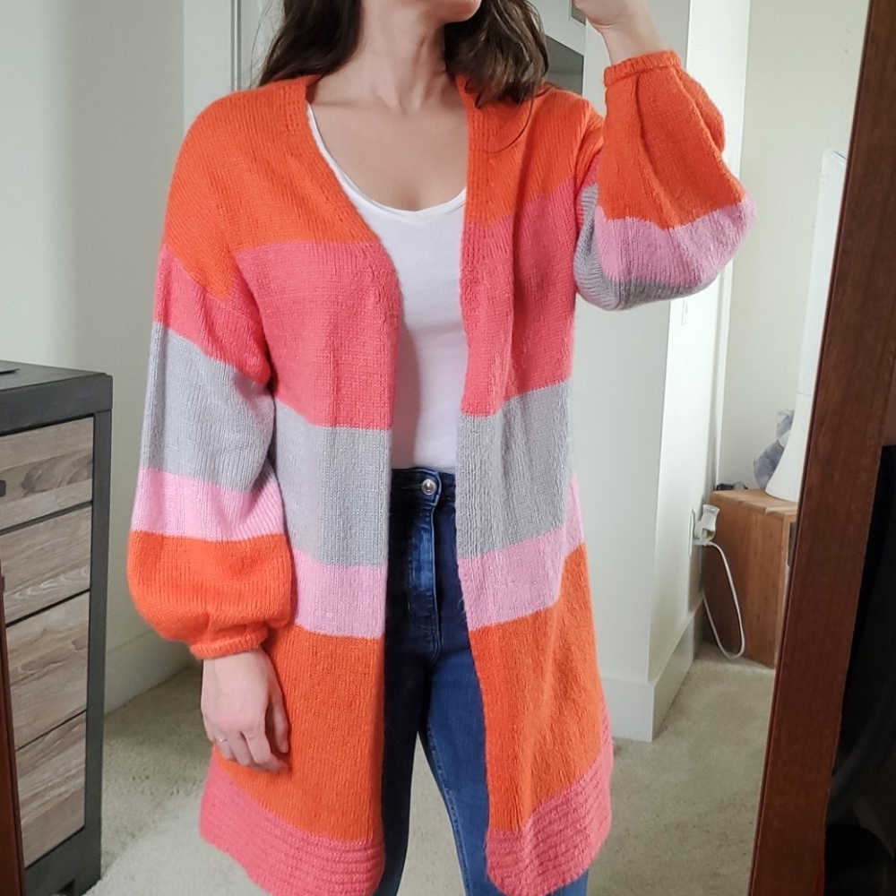 Moon & Madison Long Colorblock Cardigan Sweater - Gem